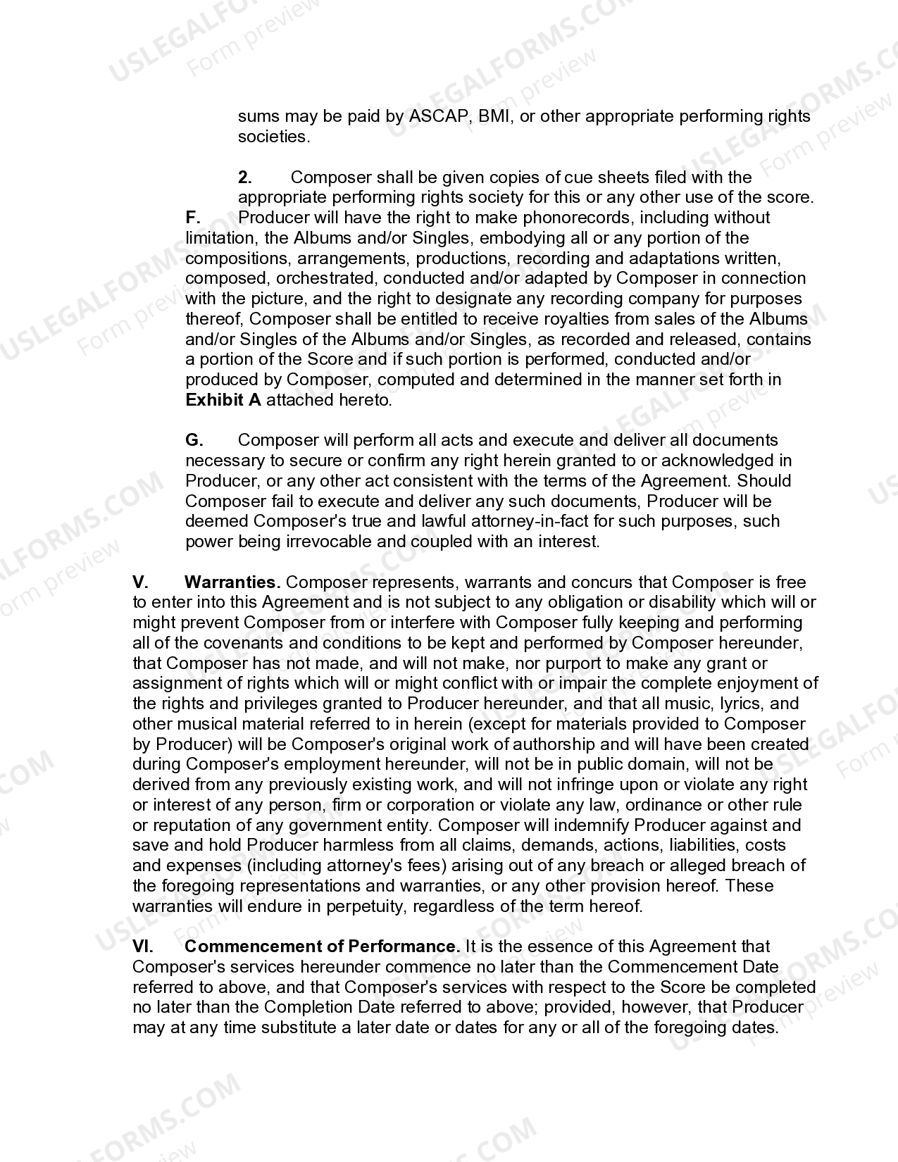 Arkansas Film Music Agreement with Composer - Film Agreement Contract ...