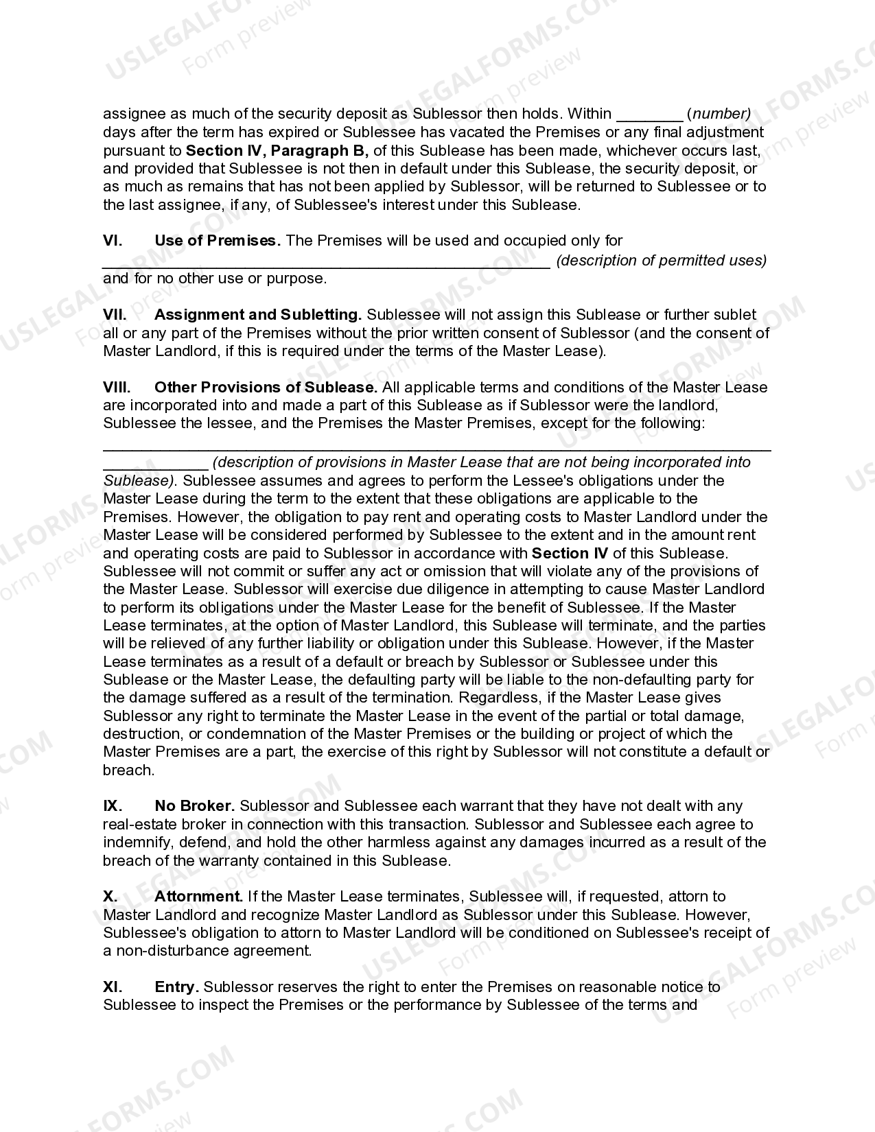 Oklahoma Sublease of a Portion of Master Premises with Consent of ...