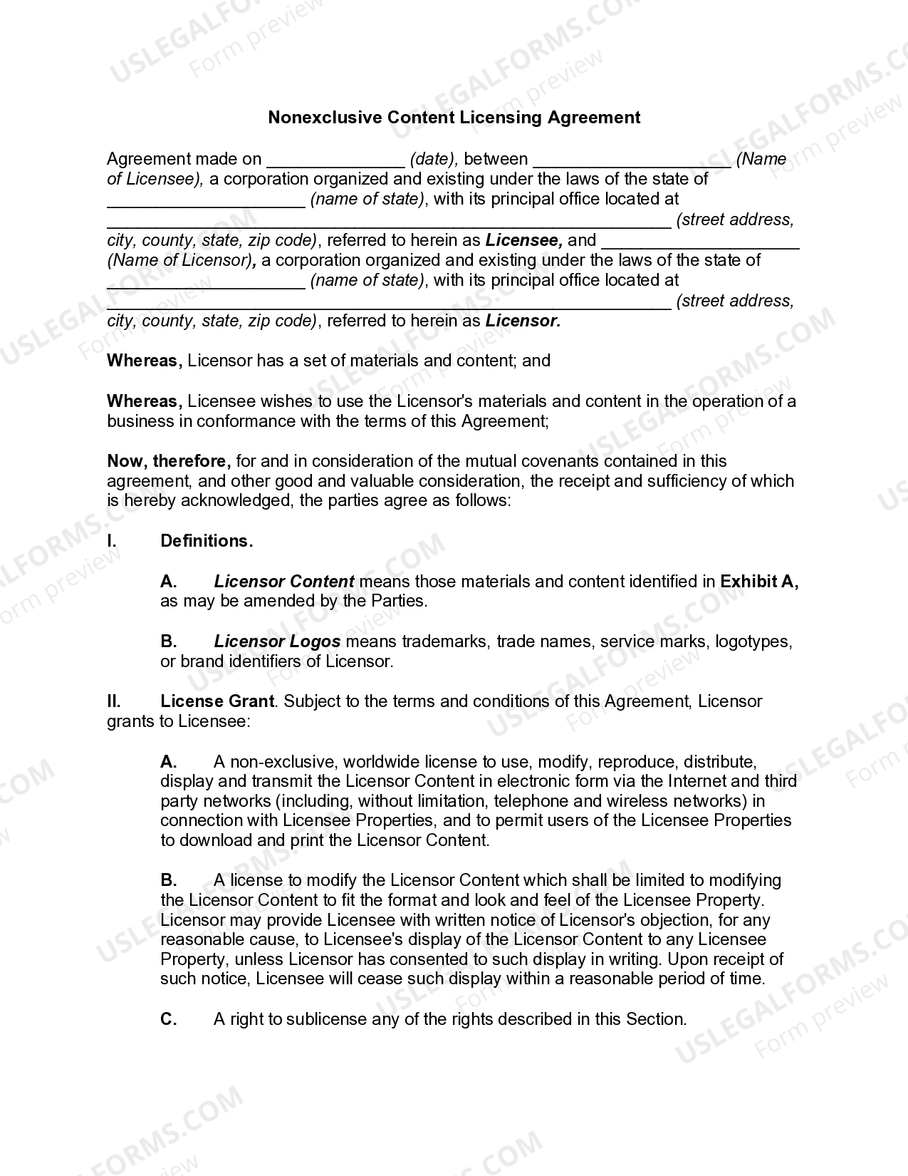 Washington Nonexclusive Content Licensing Agreement - Content Licensing ...