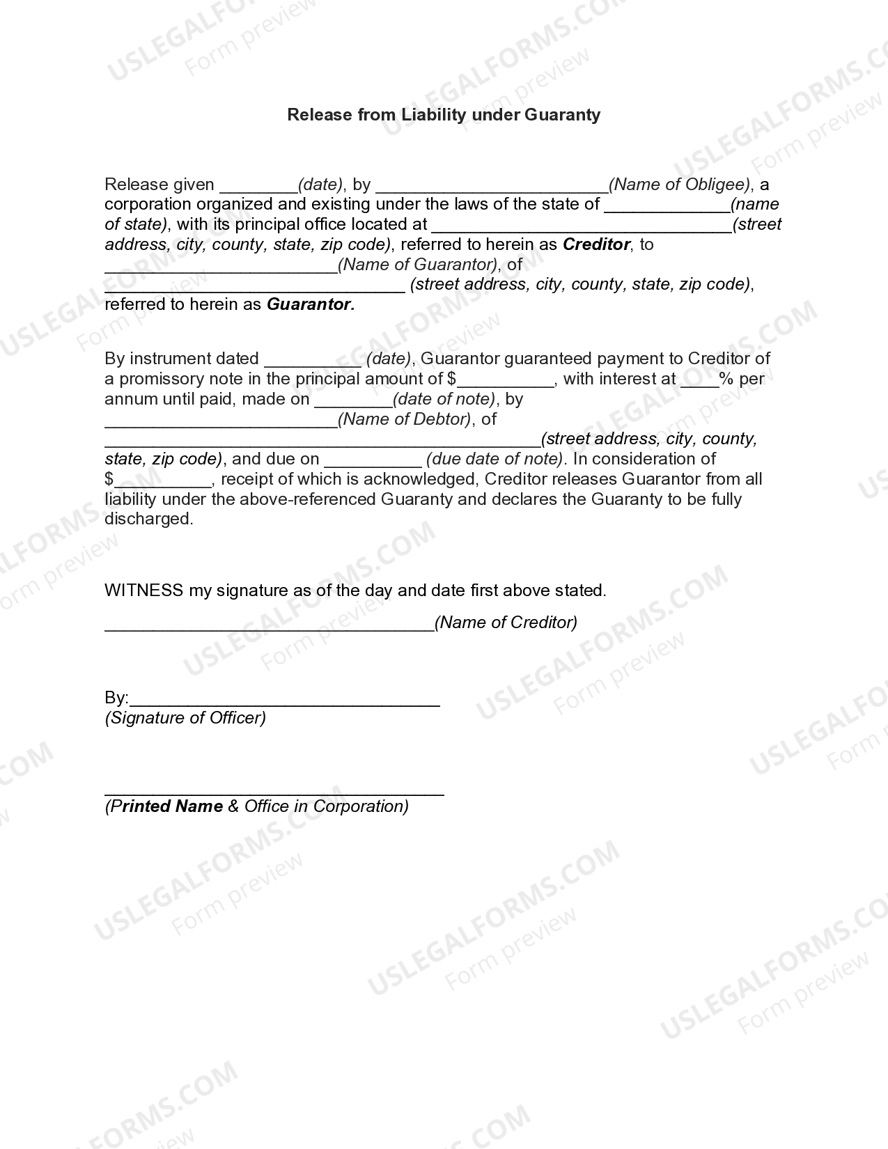 Mississippi Release from Liability under Guaranty - Release Guaranty ...