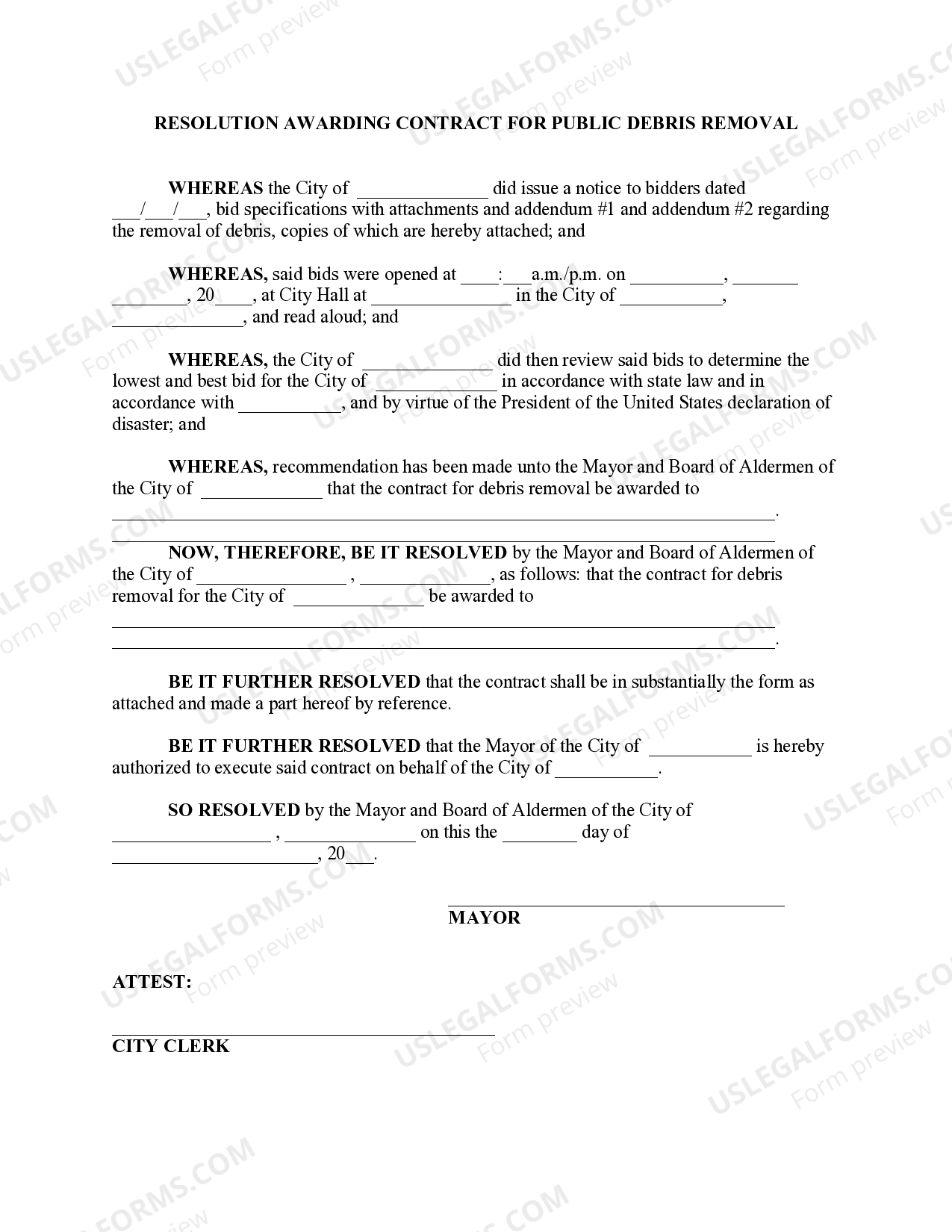 Puerto Rico Resolution Awarding Contract for Public Debris Removal ...