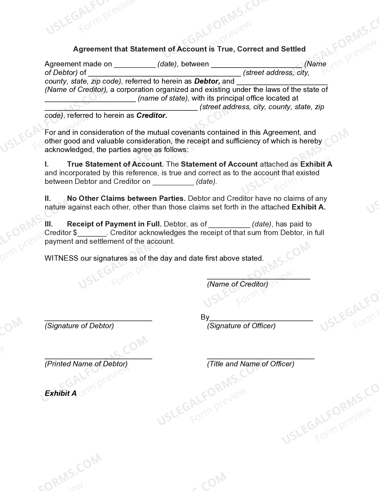 South Dakota Agreement that Statement of Account is True, Correct and ...