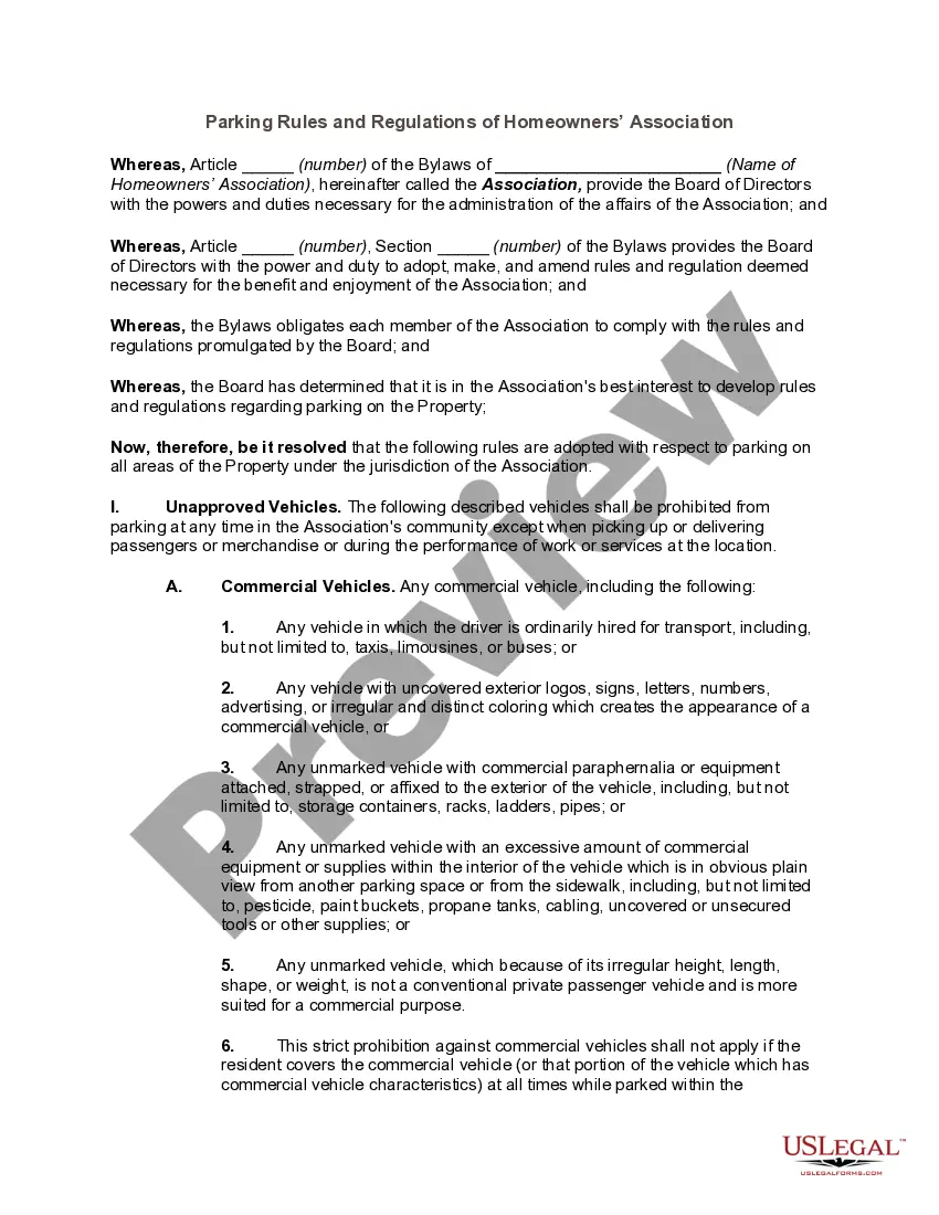 Parking Rules And Regulations Of Homeowners Association Sample Hoa 