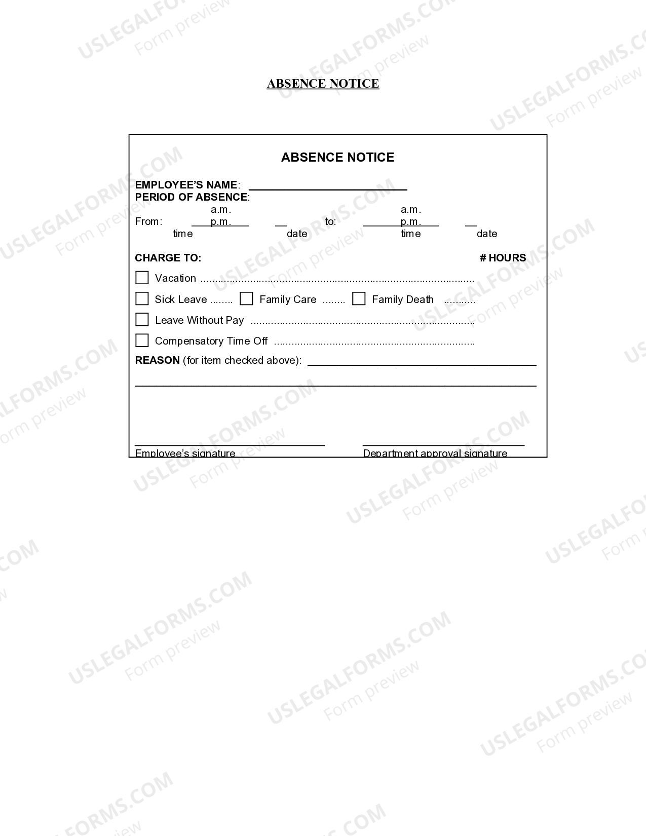 Virginia Absence Notice - Notice Of Absence | US Legal Forms