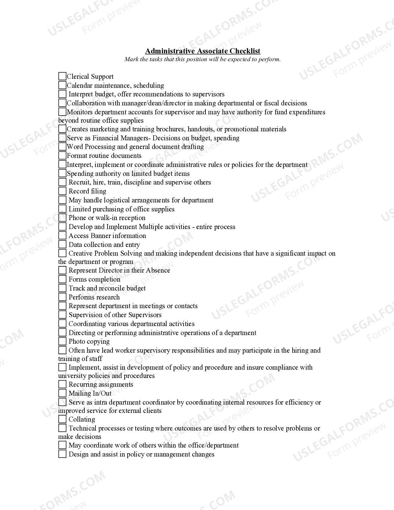 Michigan Administrative Assistant - Associate Checklist ...