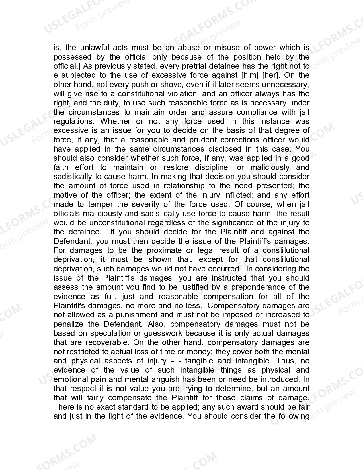 Jury Instruction - 2.2.4.1 Pretrial Detainee Alleging Excessive Force ...