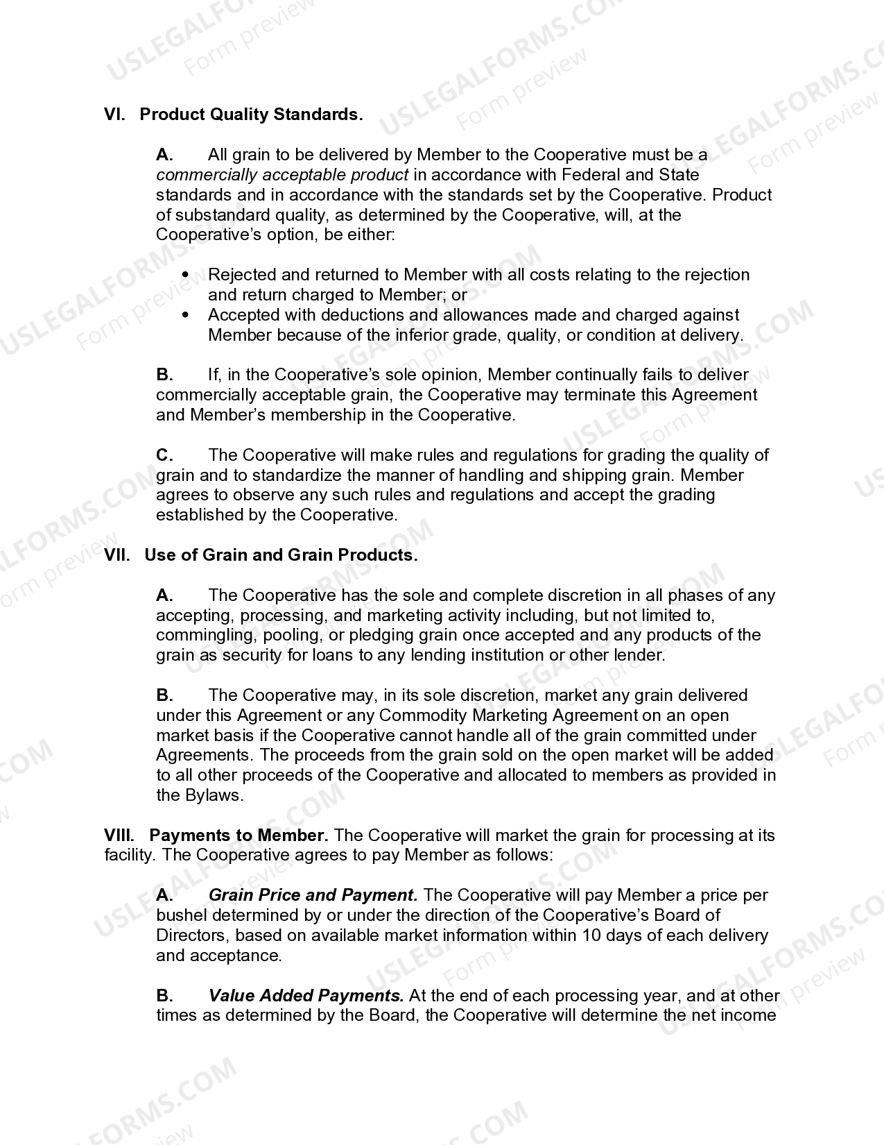 Uniform Marketing and Delivery Agreement of Cooperative - Uniform ...