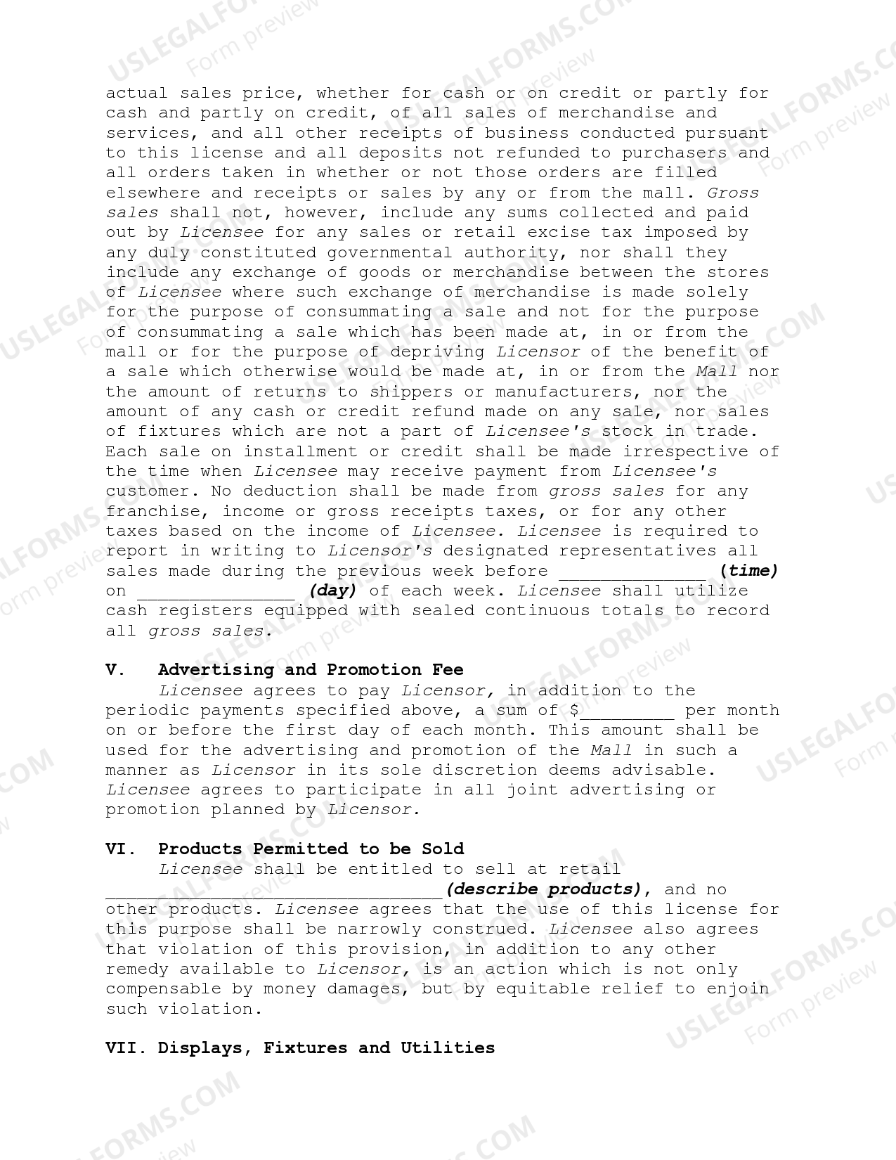 License to Operate a Kiosk | US Legal Forms