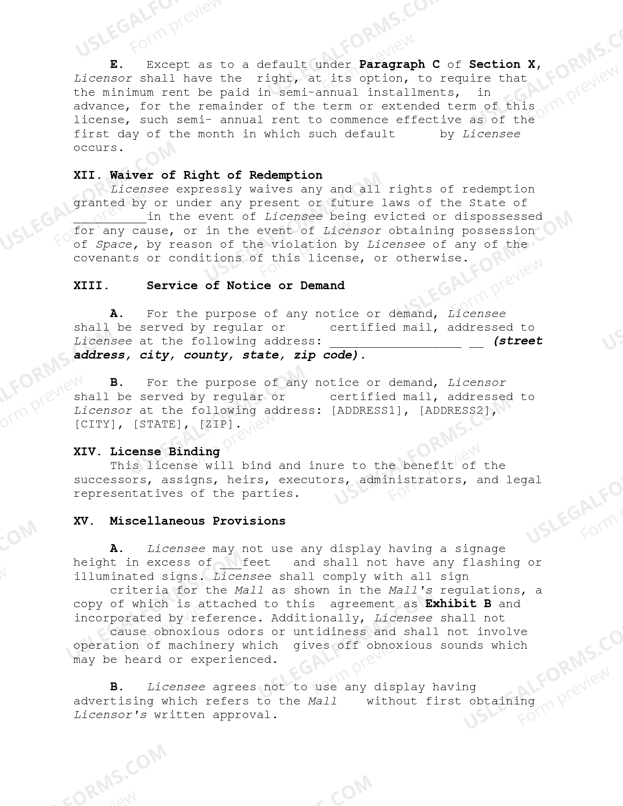 License to Operate a Kiosk | US Legal Forms