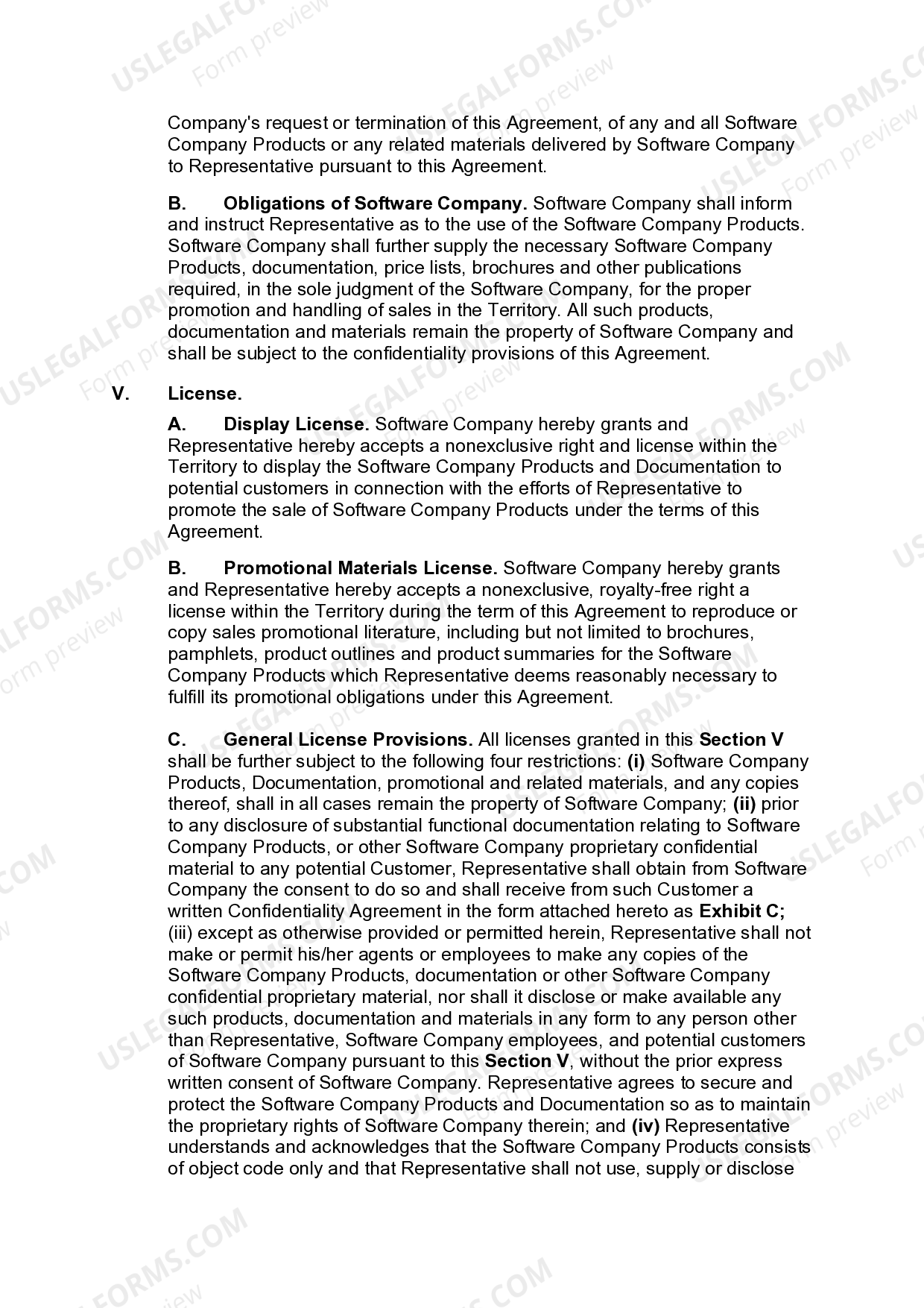 Florida Independent Sales Representative Agreement with Developer of Computer Software with ...