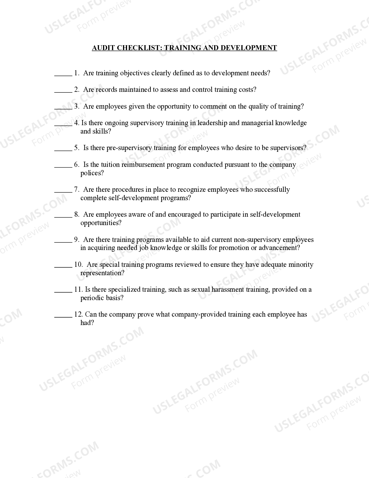 District of Columbia Training and Development Checklist - Training ...