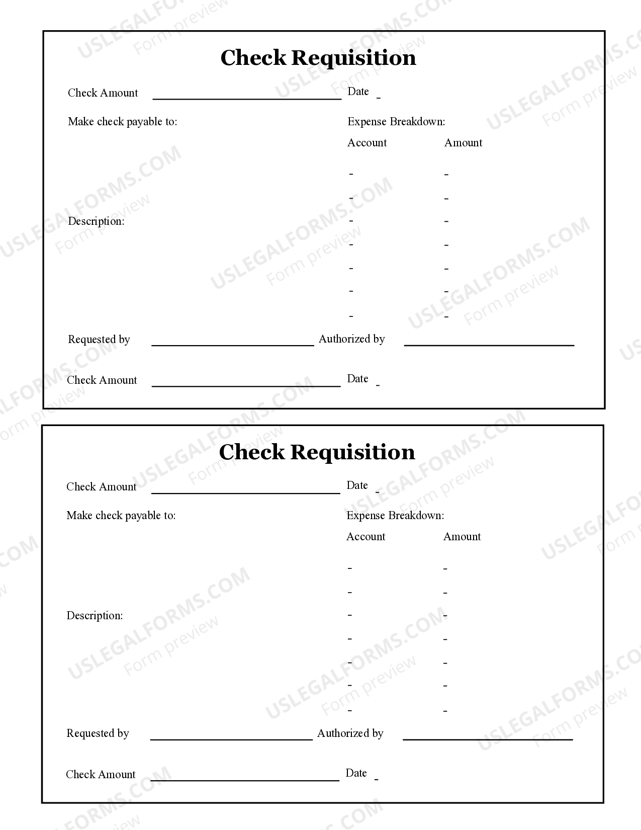 Delaware Check Requisition Report - Check Report | US Legal Forms