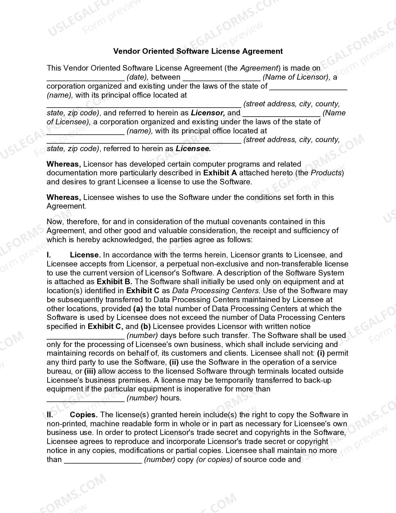 Mississippi Vendor Oriented Software License Agreement | US Legal Forms