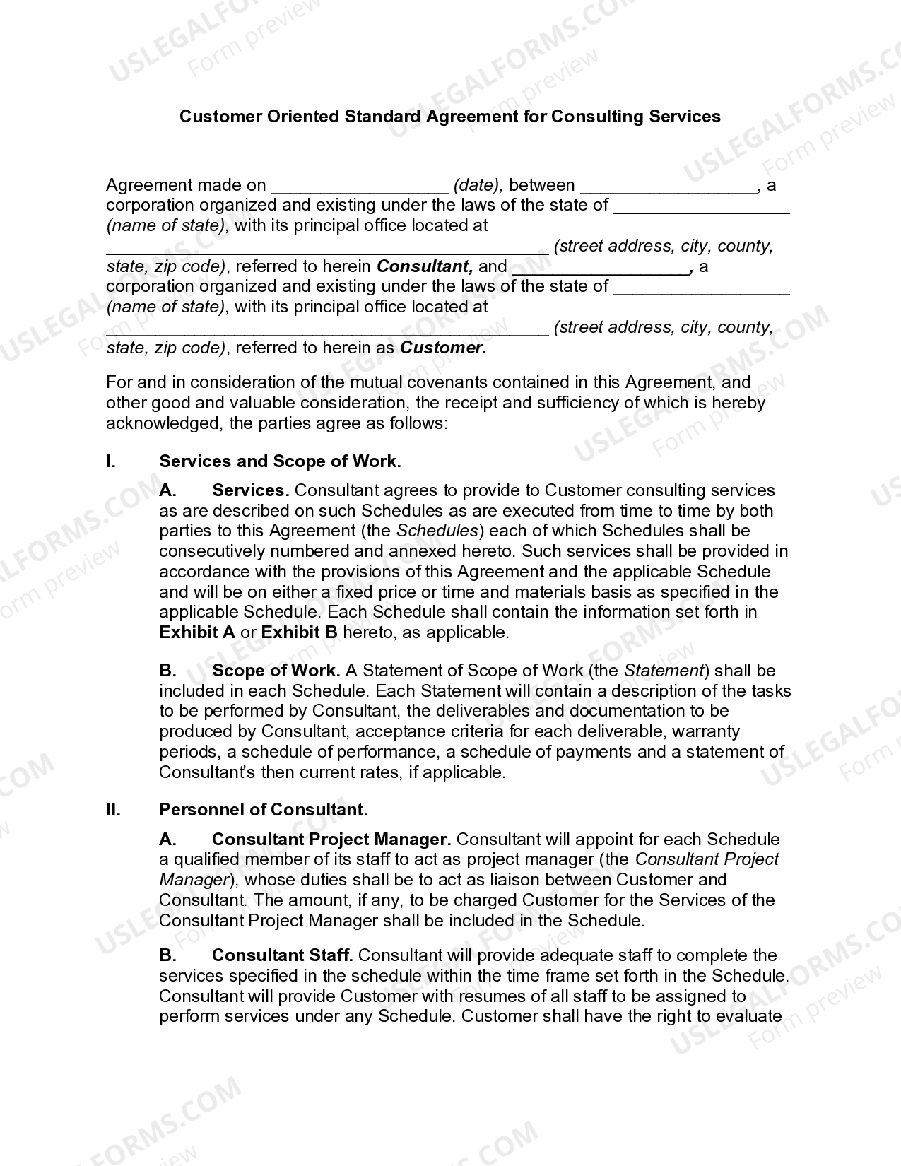 Montana Customer Oriented Standard Agreement for Consulting Services ...