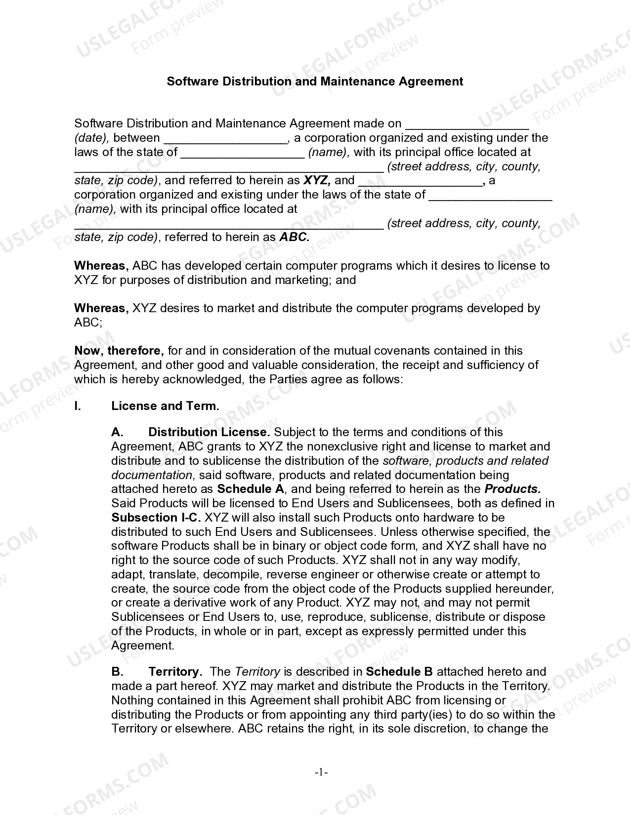 Puerto Rico Software Distribution and Maintenance Agreement | US Legal Forms