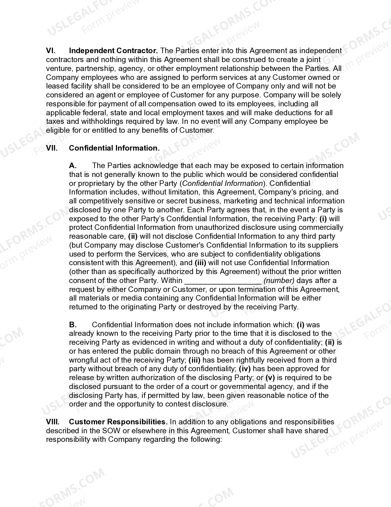 Texas Information Technology Service Agreement | US Legal Forms