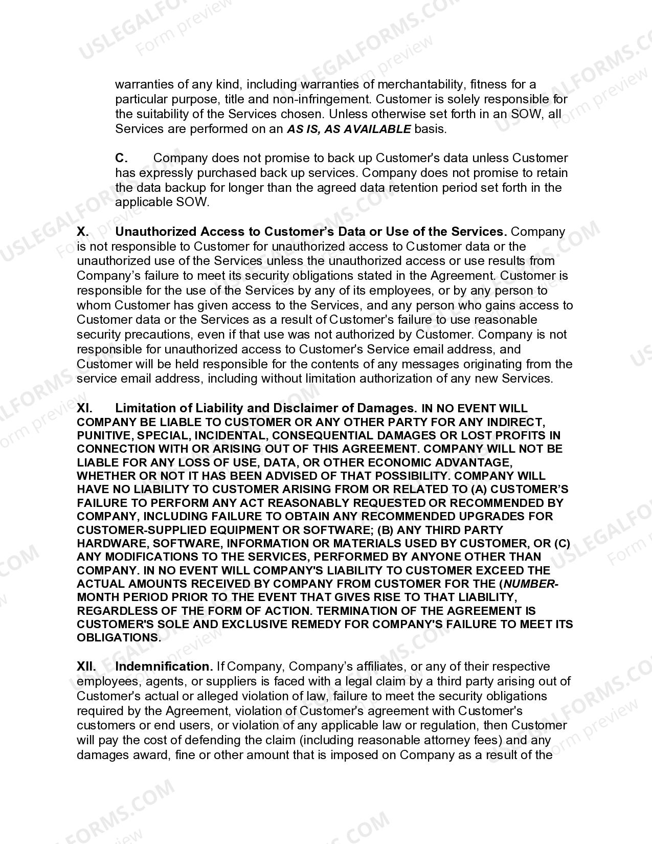 Texas Information Technology Service Agreement | US Legal Forms