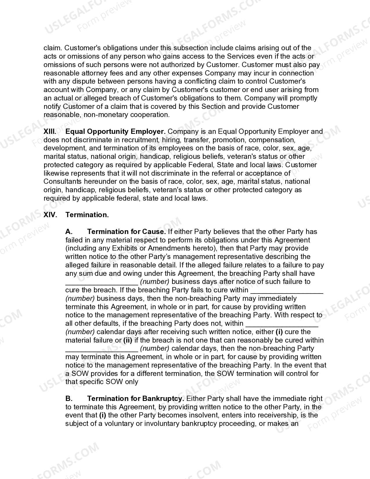 Texas Information Technology Service Agreement | US Legal Forms