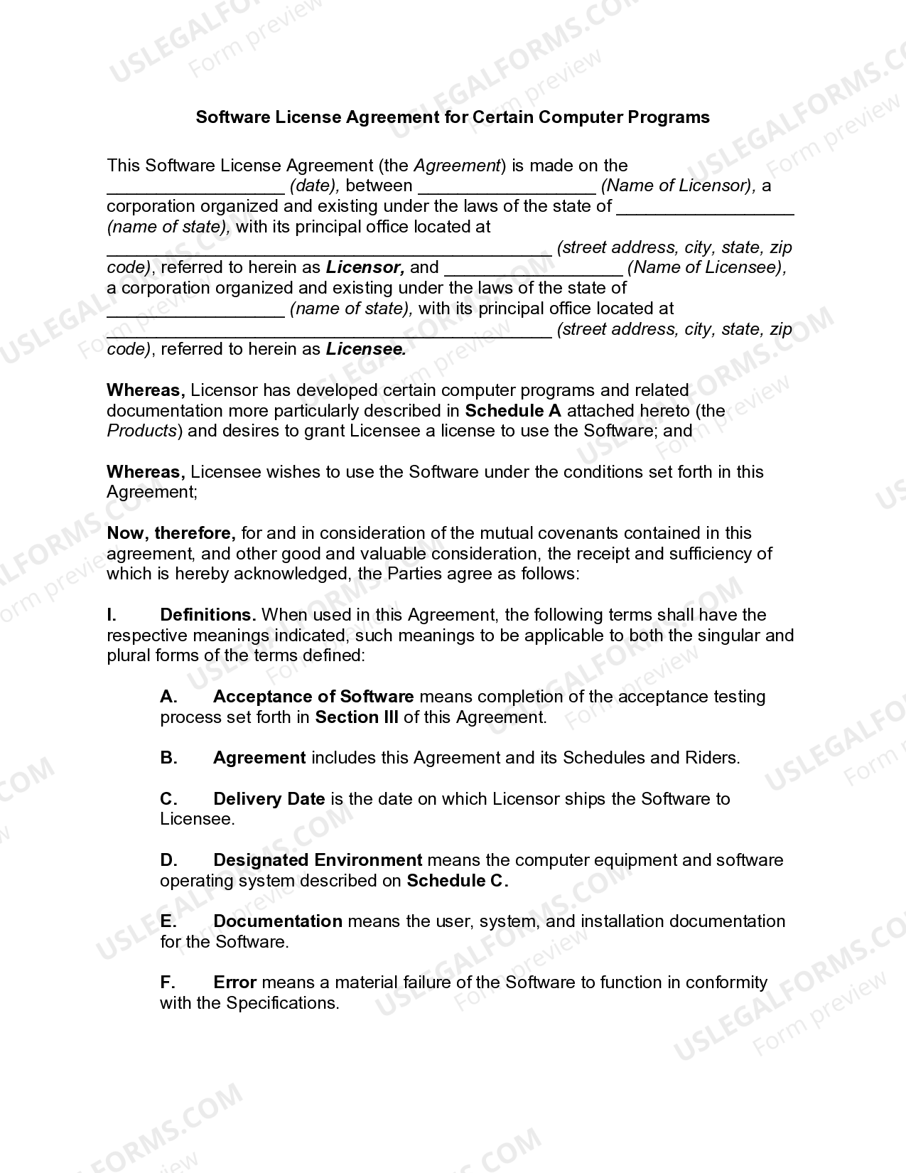 Louisiana Software License Agreement for Certain Computer Programs ...