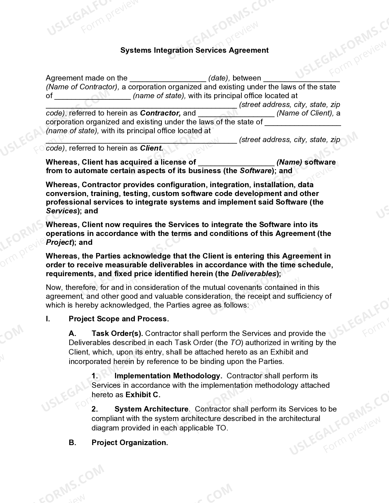 Arizona Systems Integration Services Agreement | US Legal Forms