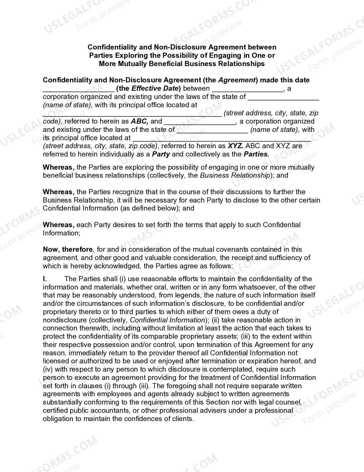 Confidentiality and Non - What Is A Nda In A Relationship | US Legal Forms