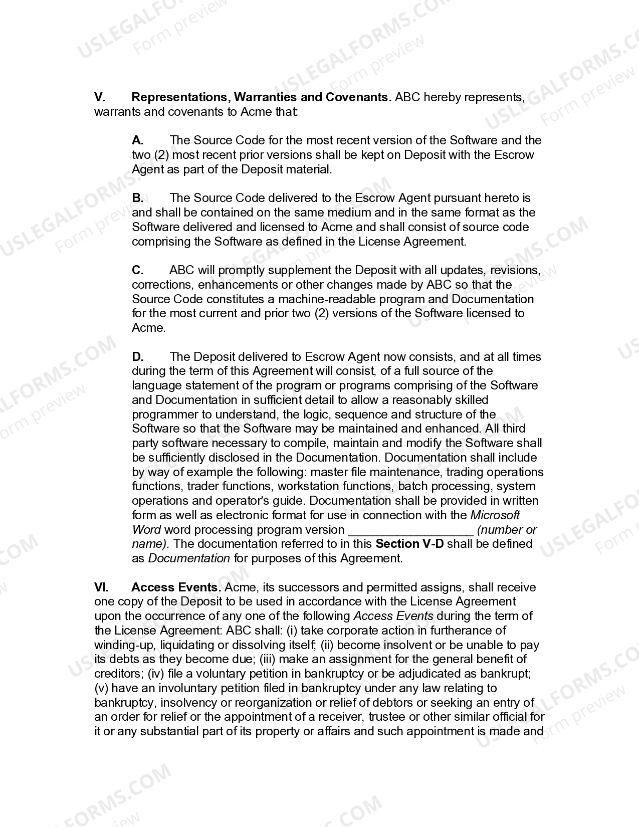 Montana Escrow Agreement for Source Code of Software | US Legal Forms