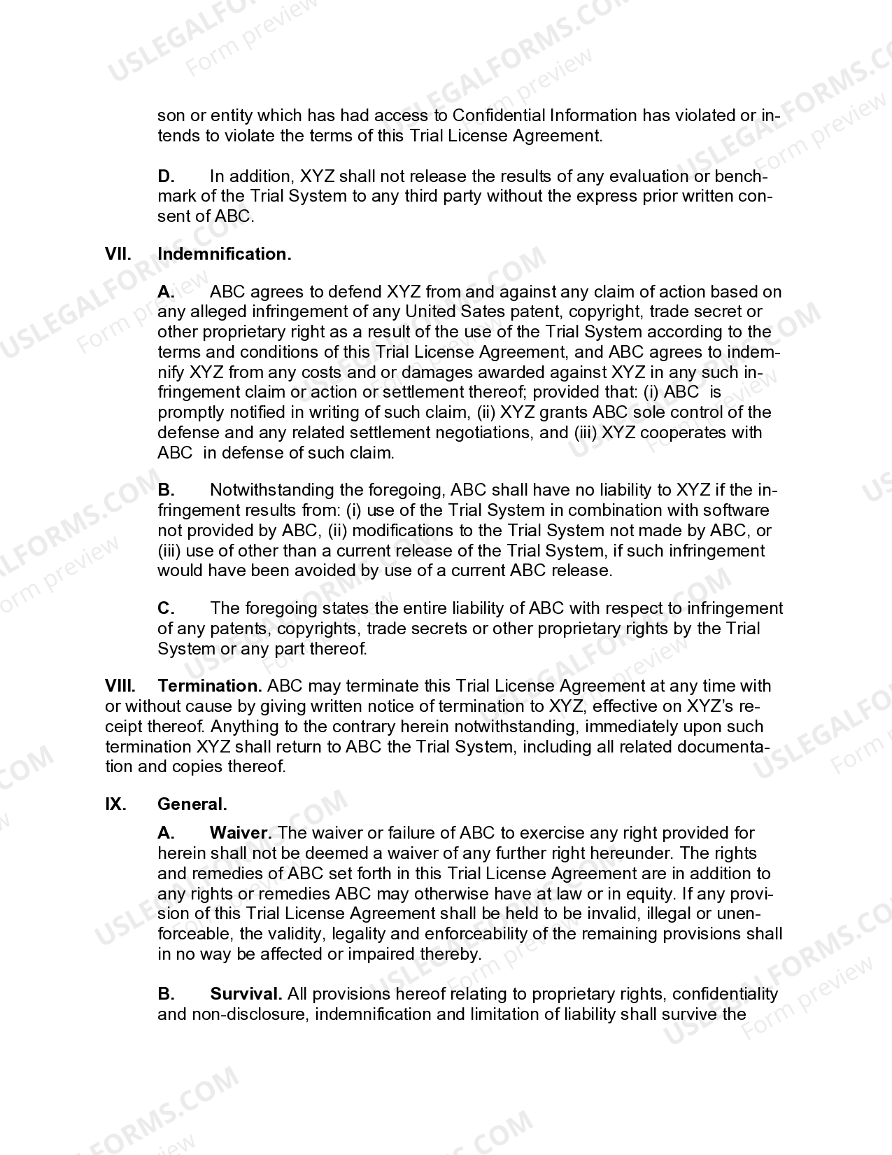 Washington Trial License Agreement to Allow Evaluation of Software Product | US Legal Forms