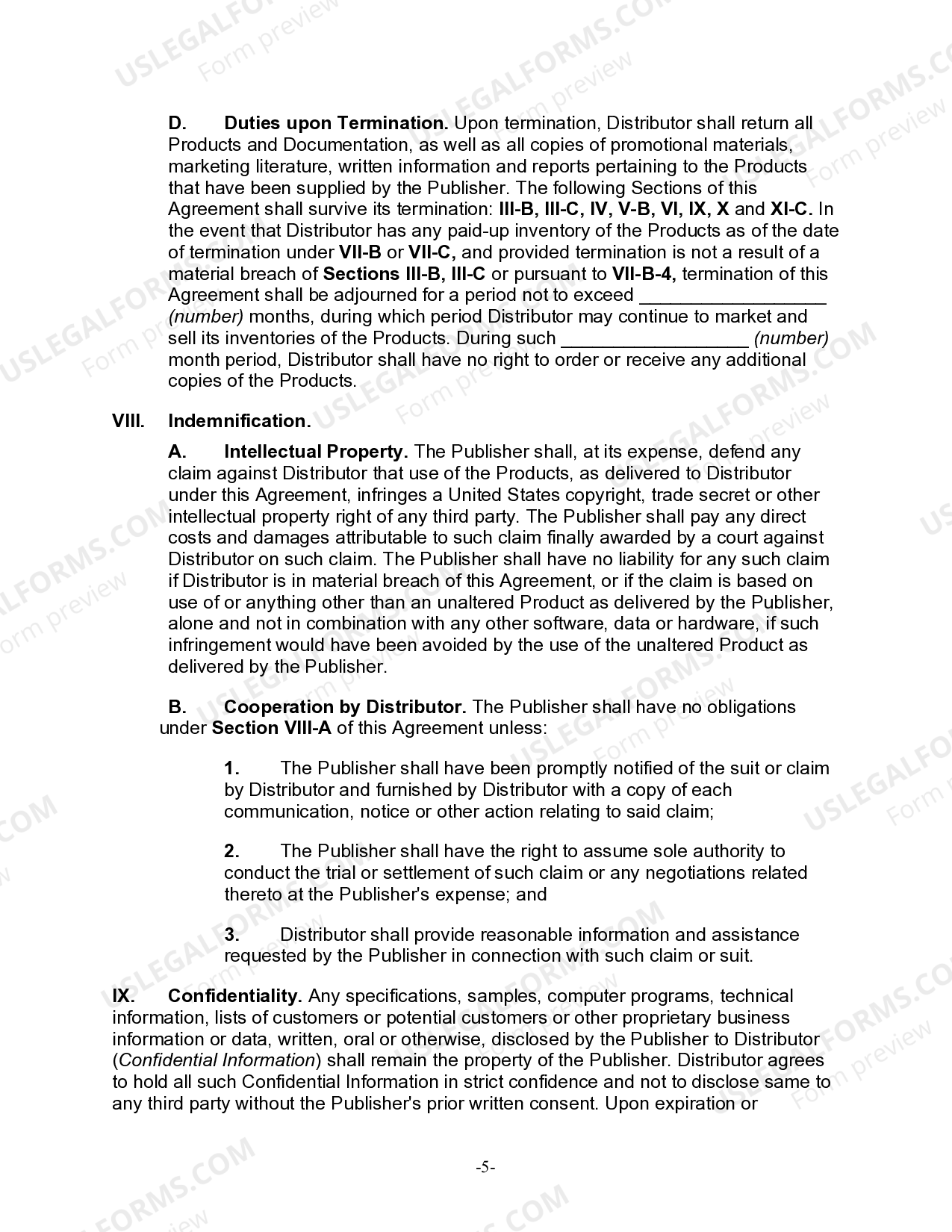 Puerto Rico Software Distribution Agreement between Publisher and Distributor | US Legal Forms