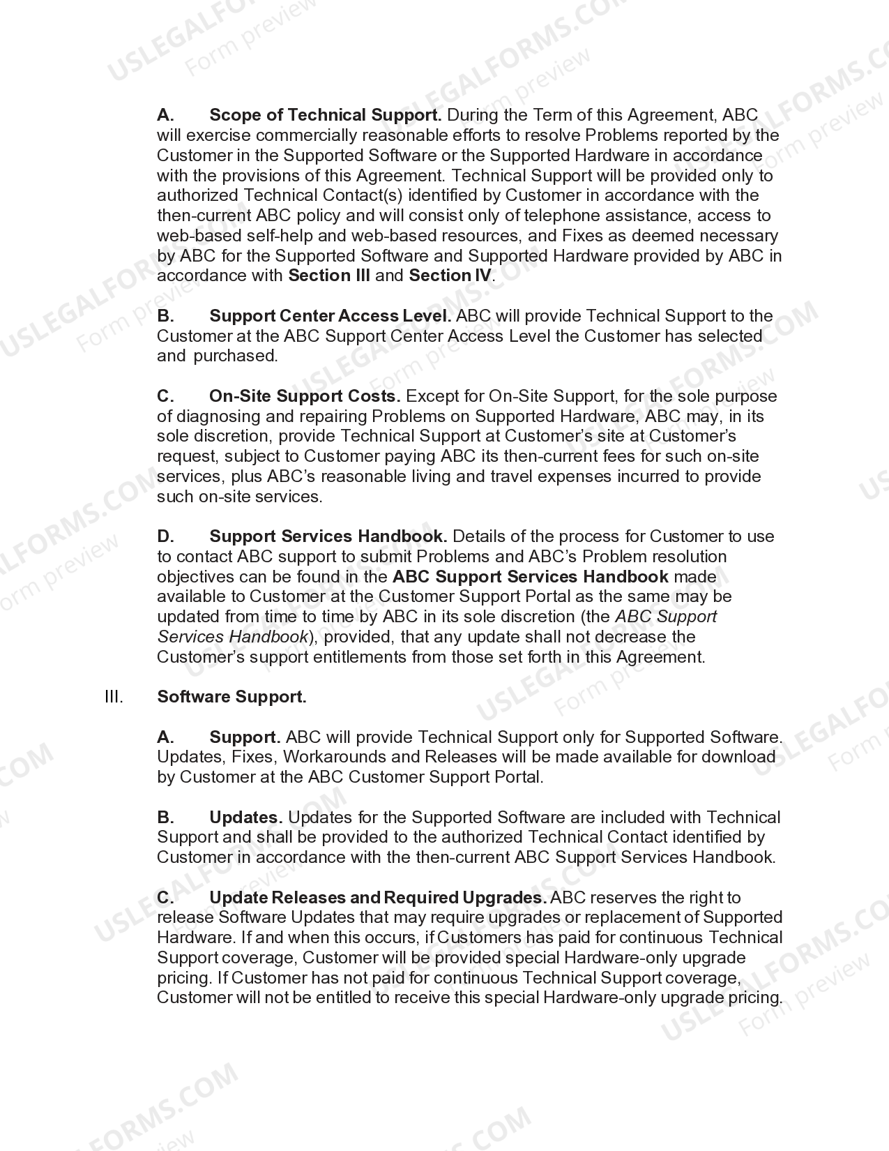 Software and Hardware Maintenance and Technical support Agreement | US ...