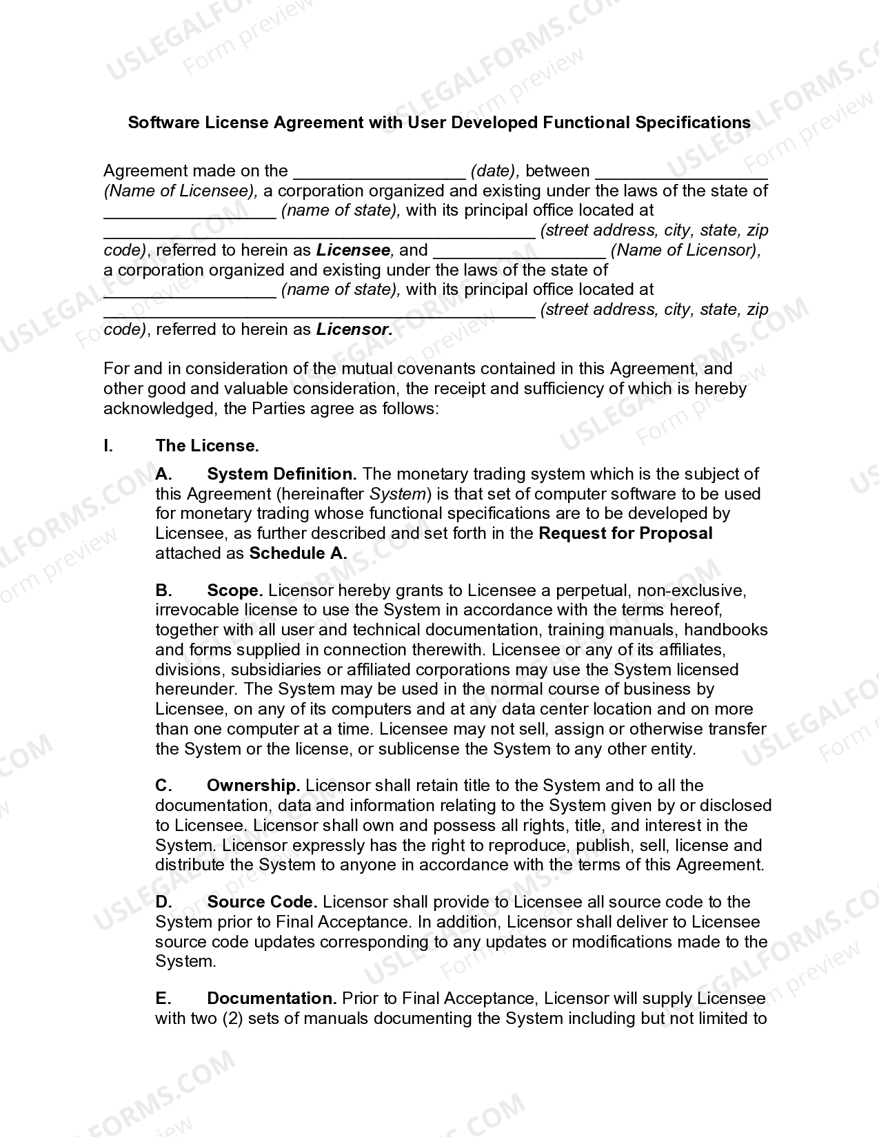 South Dakota Software License Agreement with User Developed Functional ...