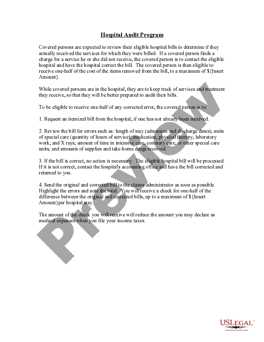 Alaska Hospital Audit Program US Legal Forms alaska-hospital-audit-program-us-legal-forms
