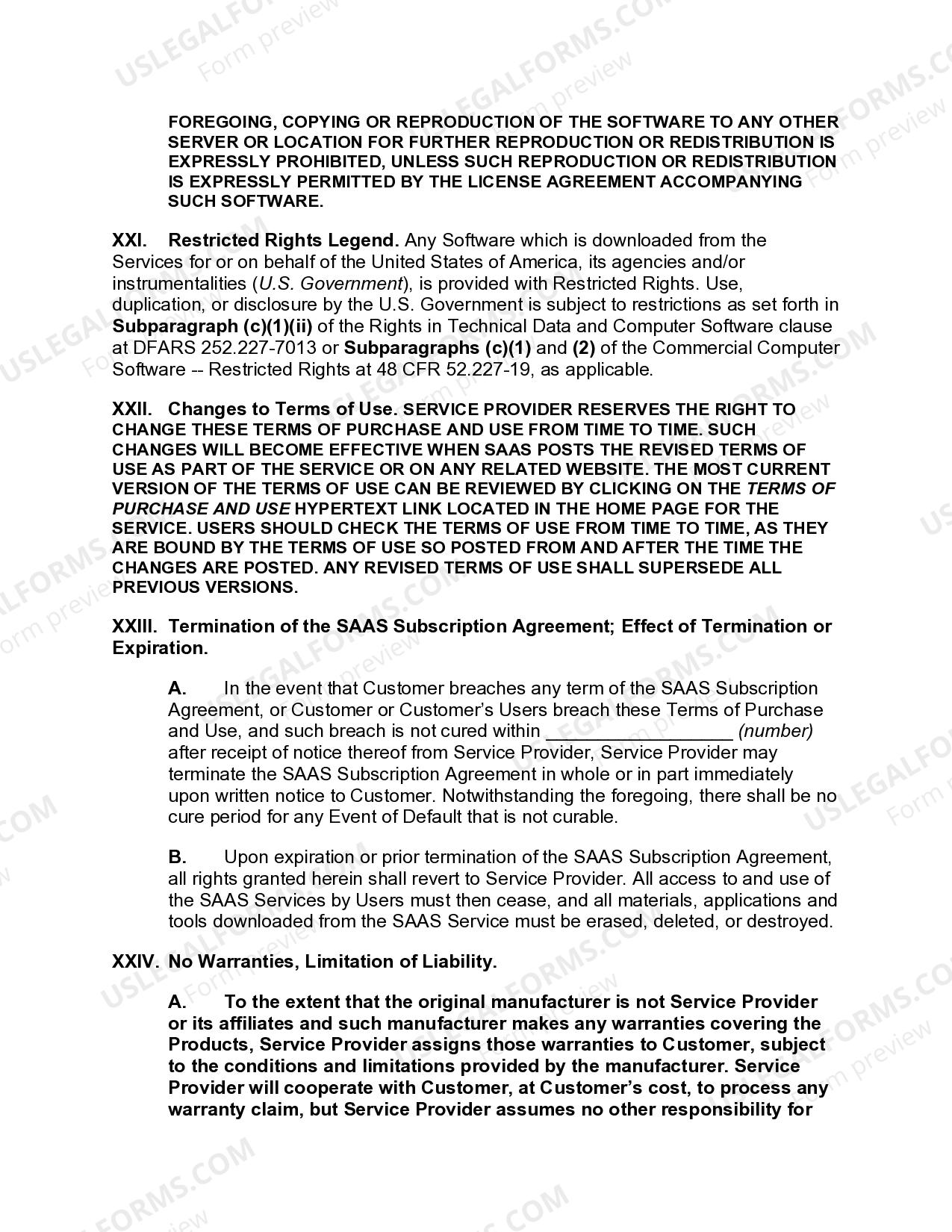 Montana Software as a Service Subscription Agreement | US Legal Forms