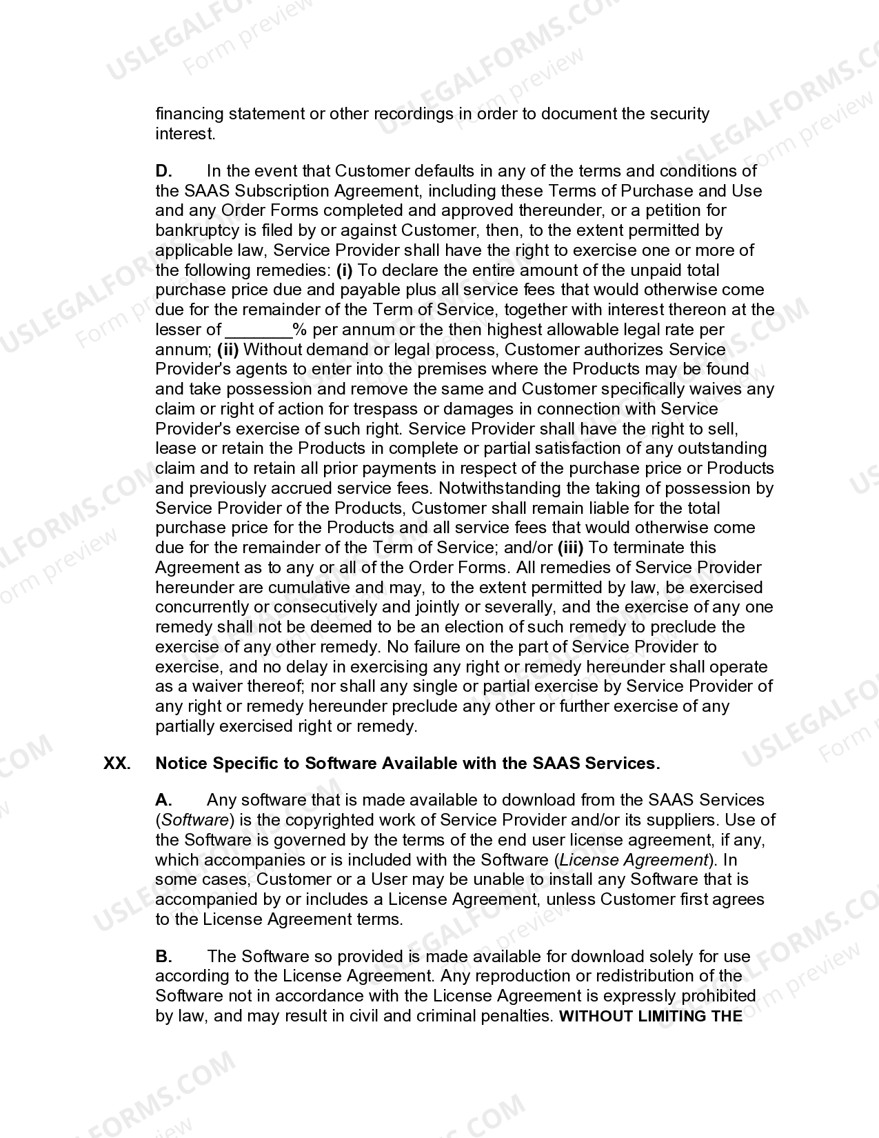 Montana Software as a Service Subscription Agreement | US Legal Forms