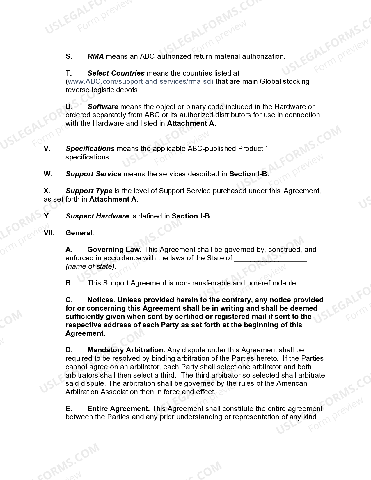 New York Software and Product Support Agreement | US Legal Forms