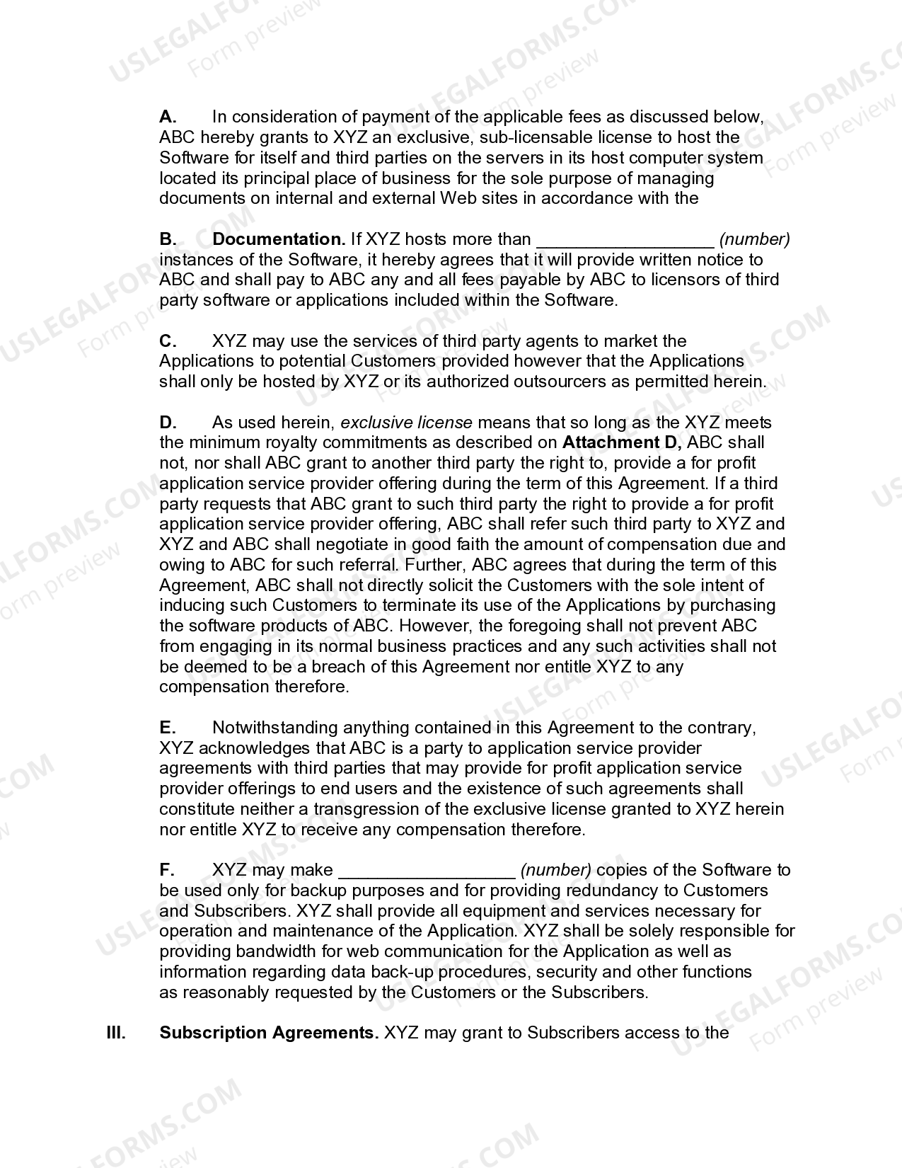 Massachusetts Application Service Provider Software License Agreement ...