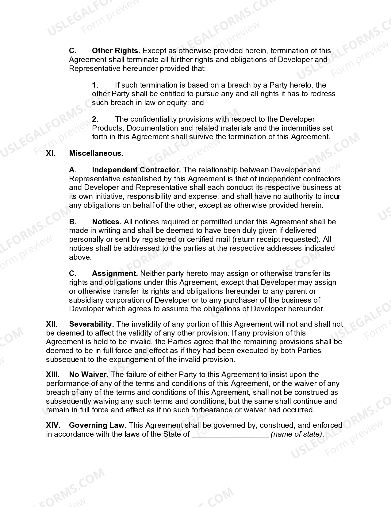 Alaska Sales Representative Agreement for Software Developer | US Legal ...