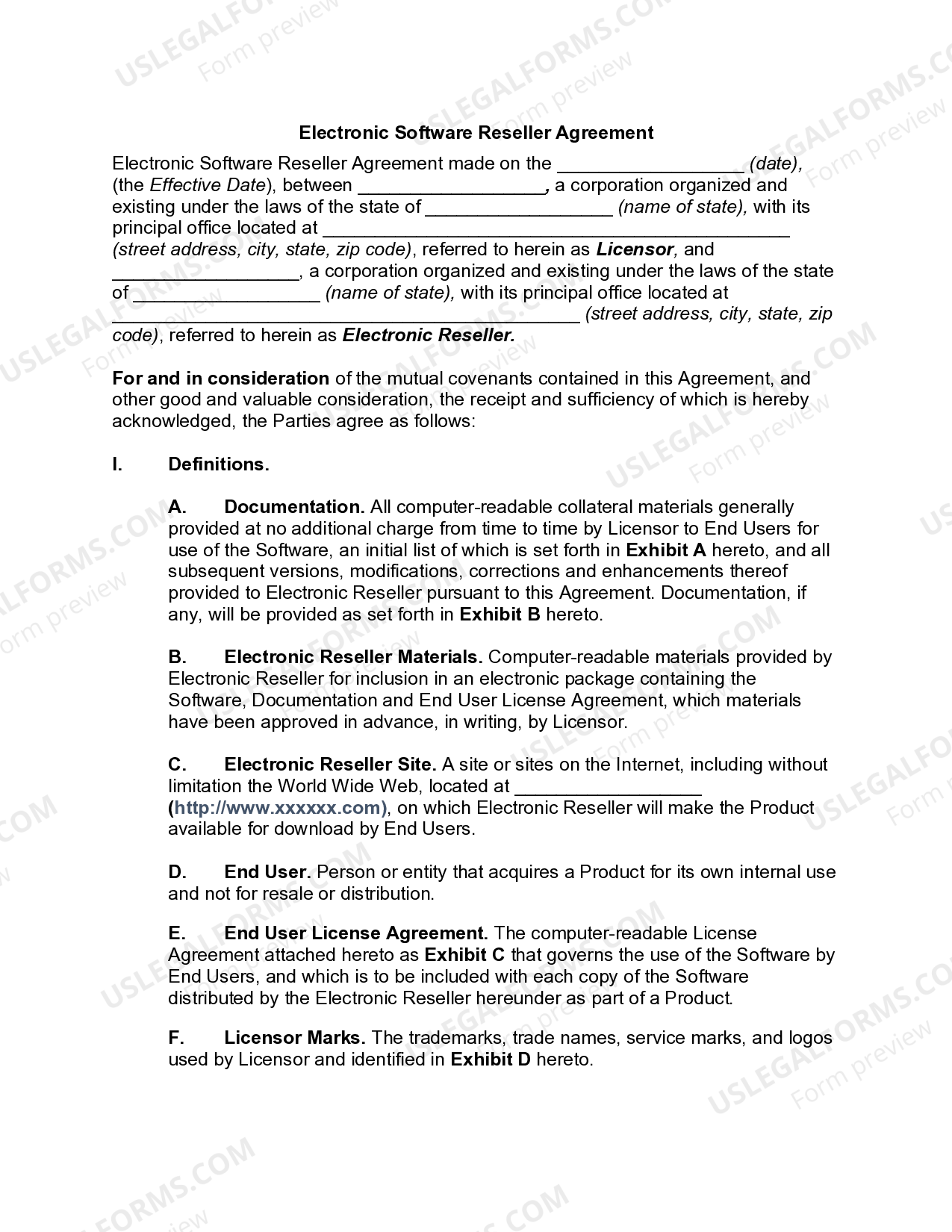 Colorado Electronic Software Reseller Agreement | US Legal Forms