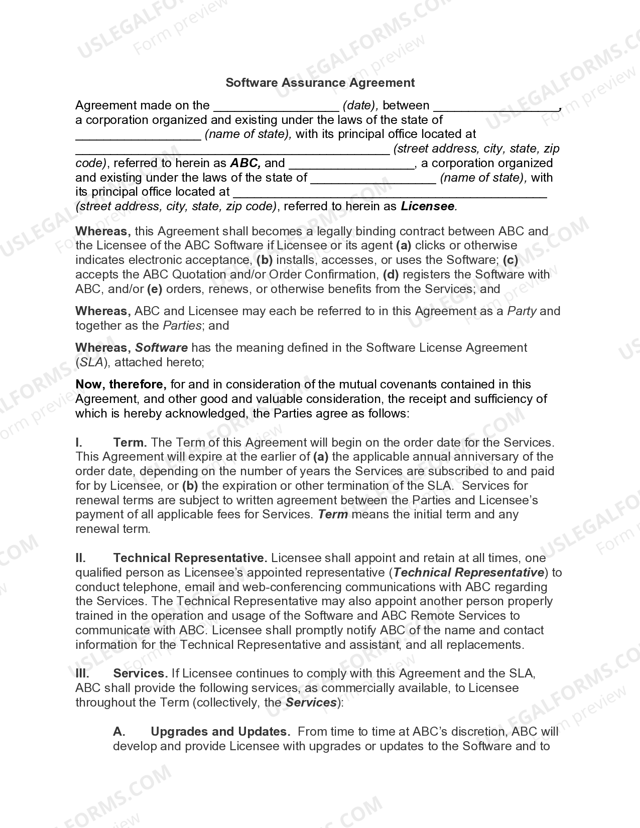 South Dakota Software Assurance Agreement | US Legal Forms