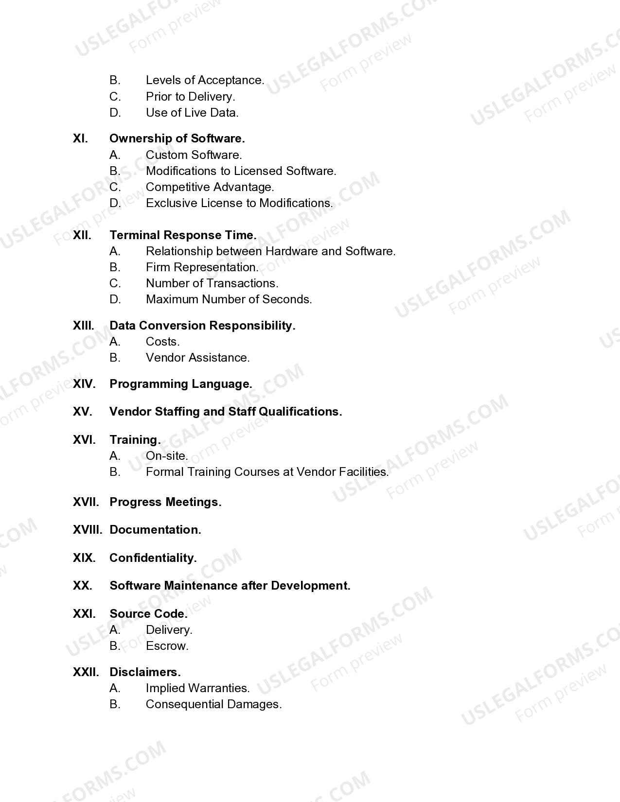 Colorado Checklist for Custom Software Development Contract | US Legal ...