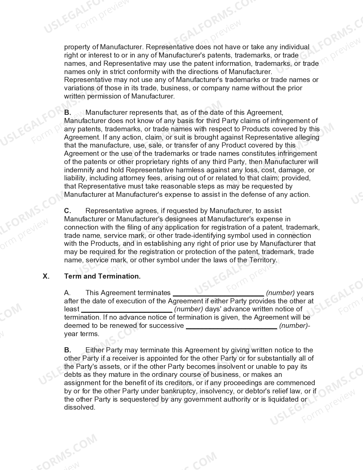 Exclusive Foreign Sales Representative Agreement with Manufacturer ...