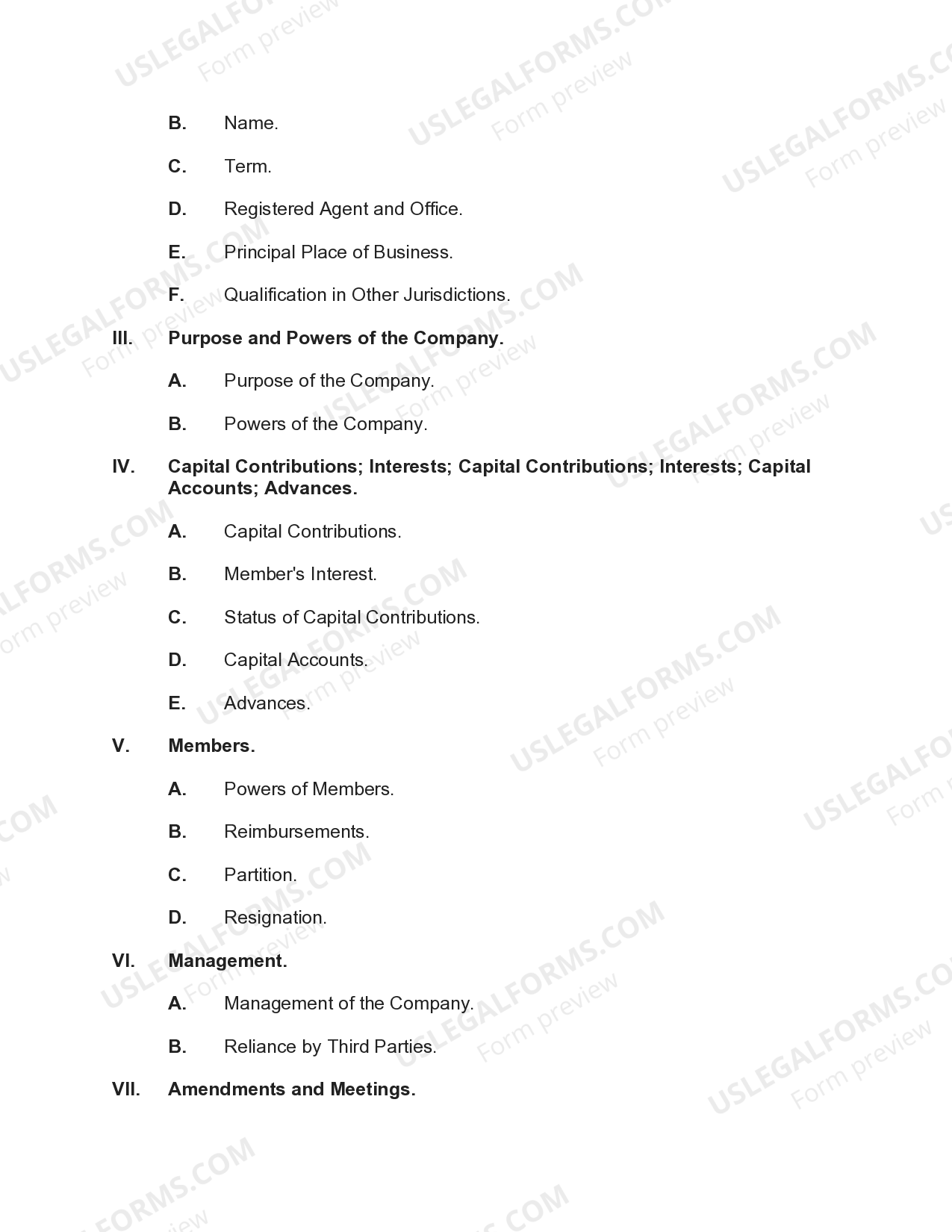 Alabama Checklist of Member Managed Limited Liability Company Operating ...