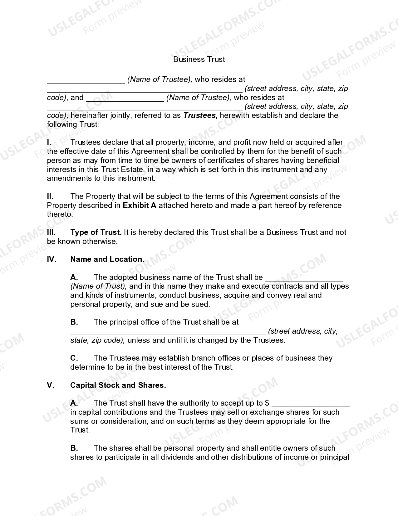 Business Trust | US Legal Forms