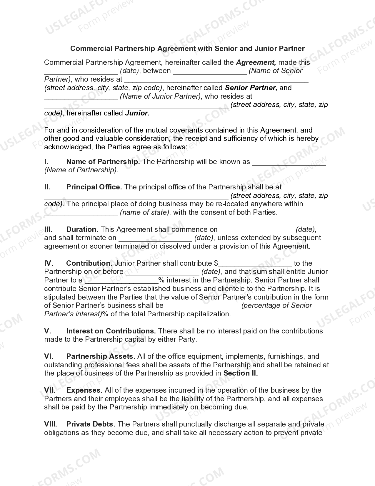 Mississippi Commercial Partnership Agreement with Senior and Junior ...