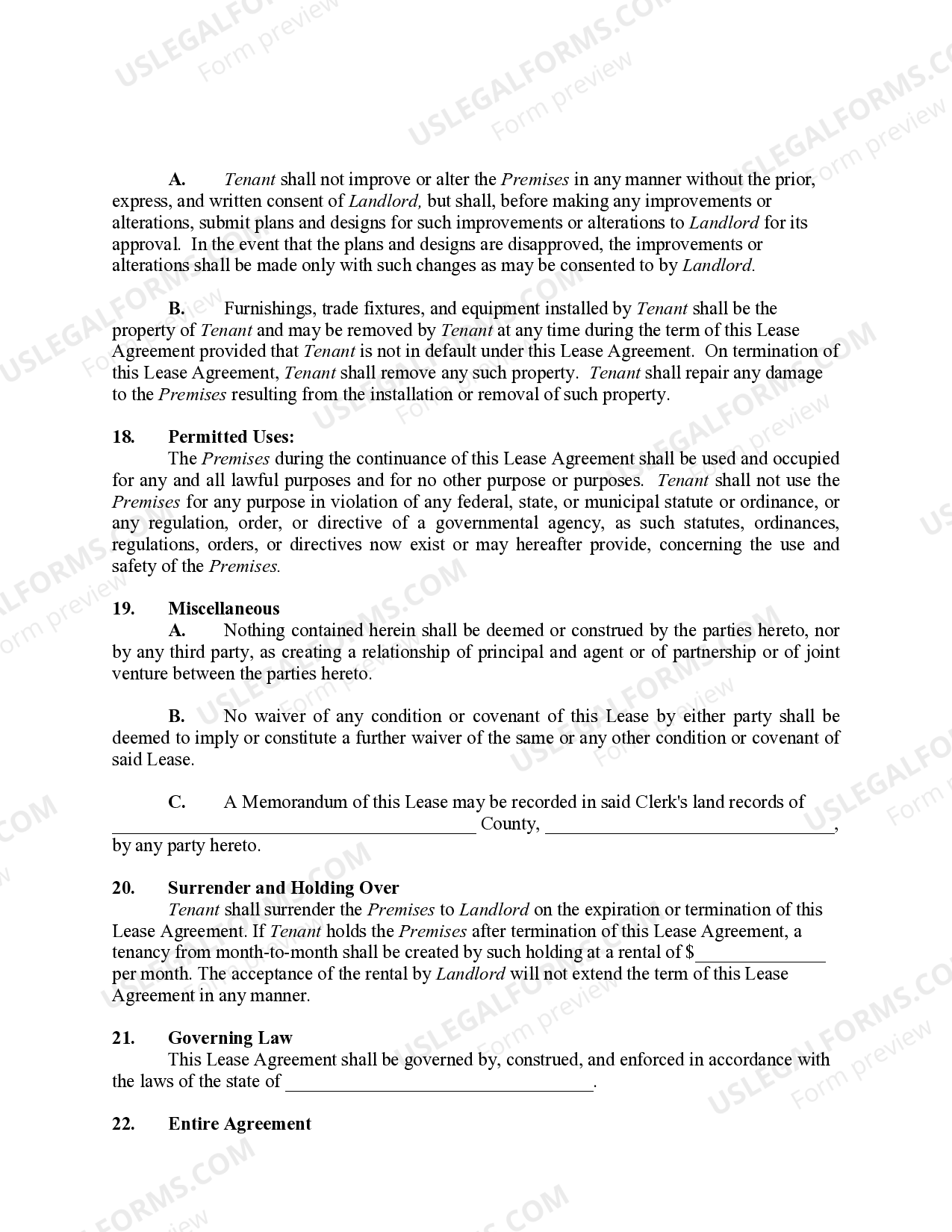 Triple Net Commercial Lease Agreement | US Legal Forms