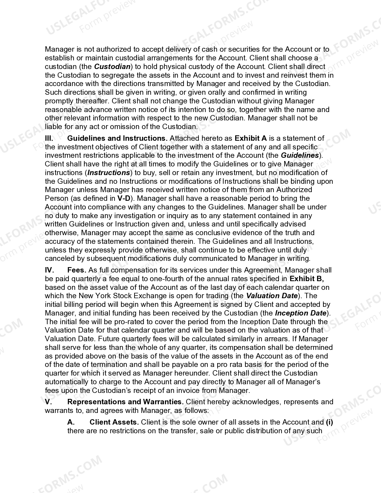 Alabama Investment Management Agreement for Separate Account Clients ...