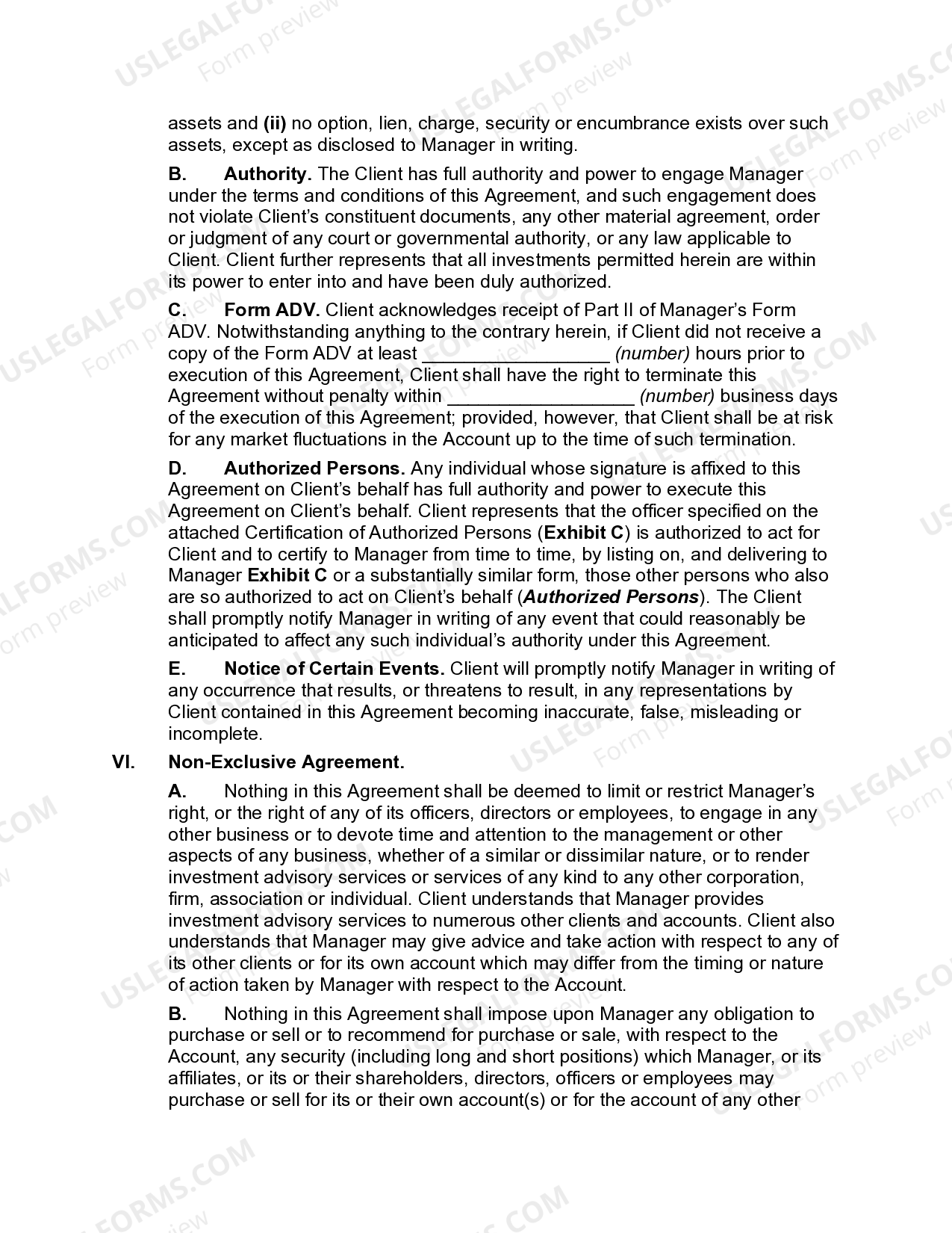 Montana Investment Management Agreement for Separate Account Clients ...
