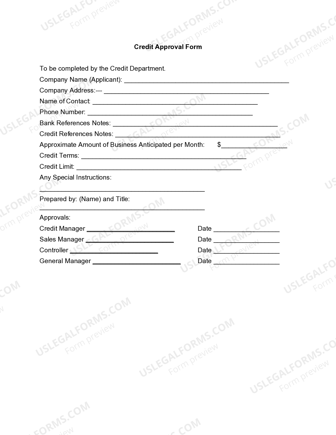 Mississippi Credit Approval Form | US Legal Forms