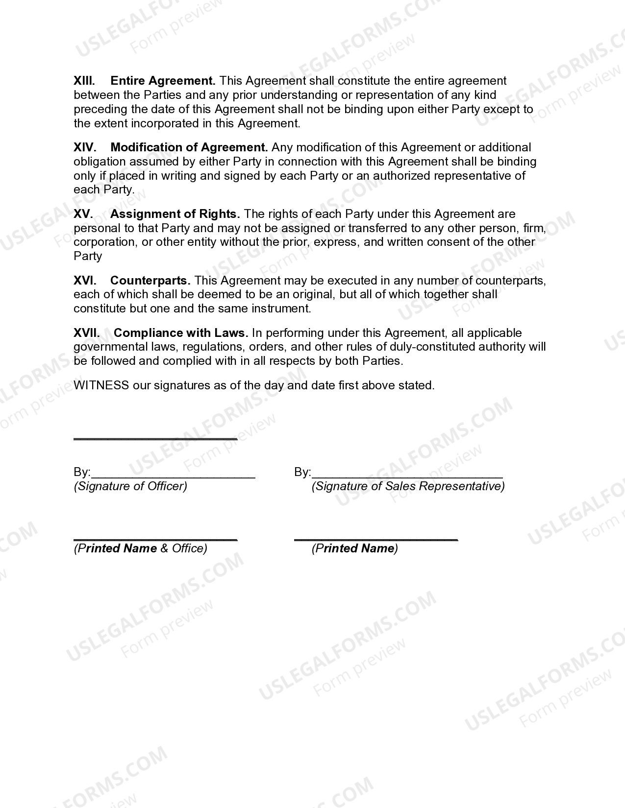 New Hampshire Contract Between Radio Station and Station Representative ...