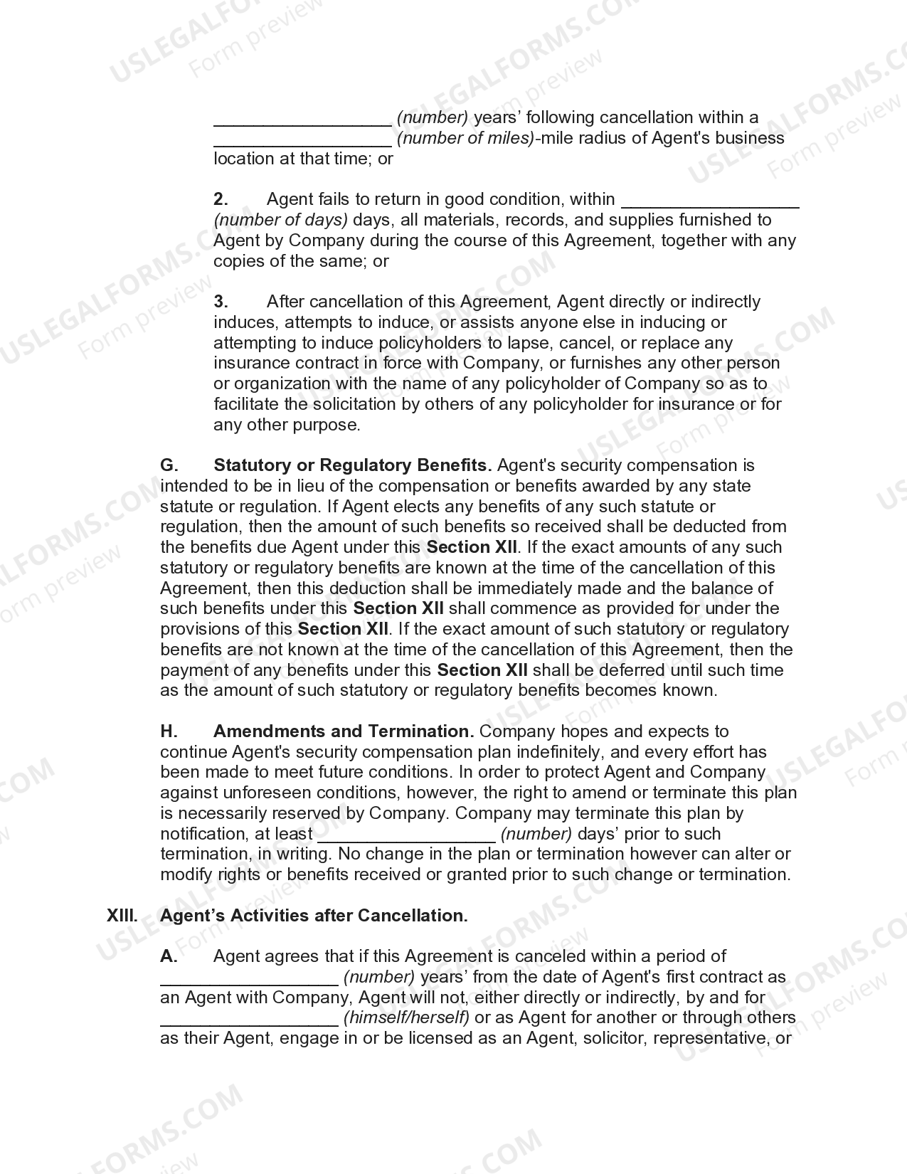 Iowa Insurance General Agency Agreement with Exclusive Representation ...