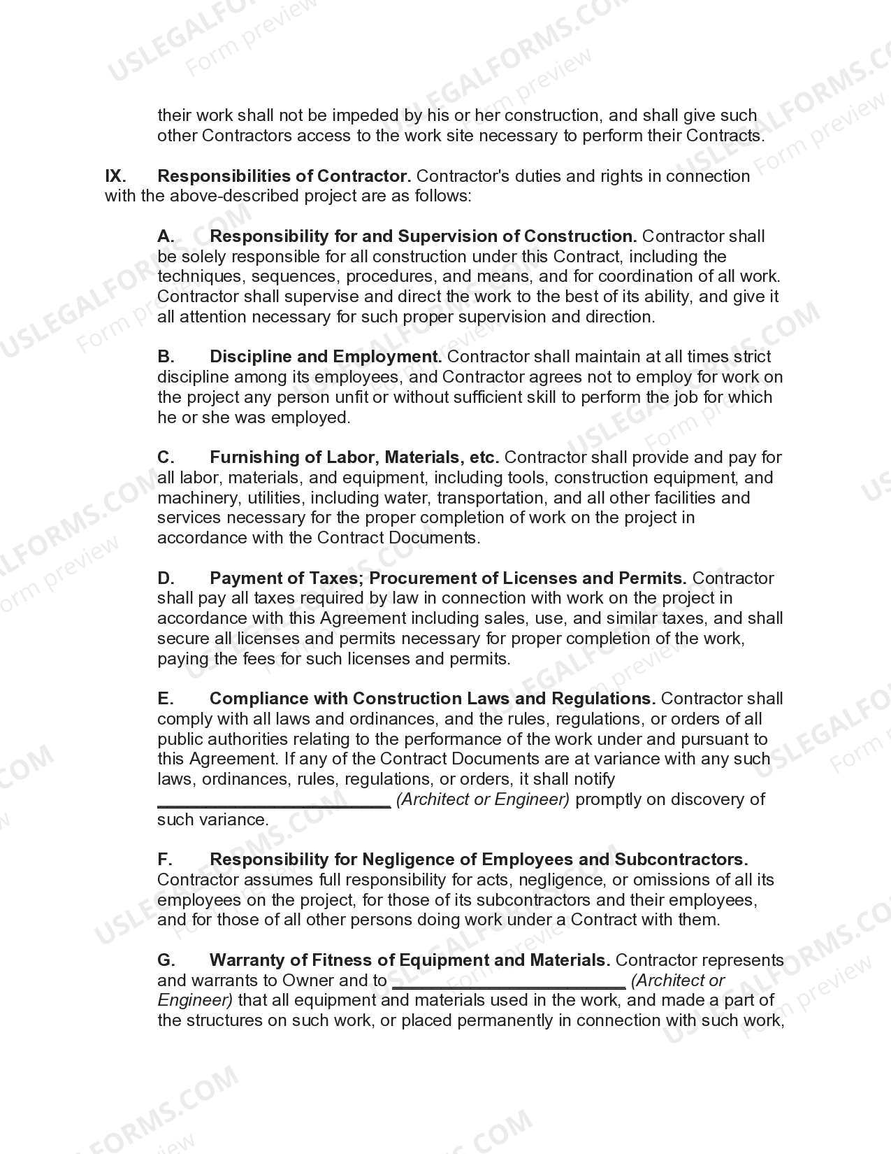Basic Contract for Construction of a Building | US Legal Forms
